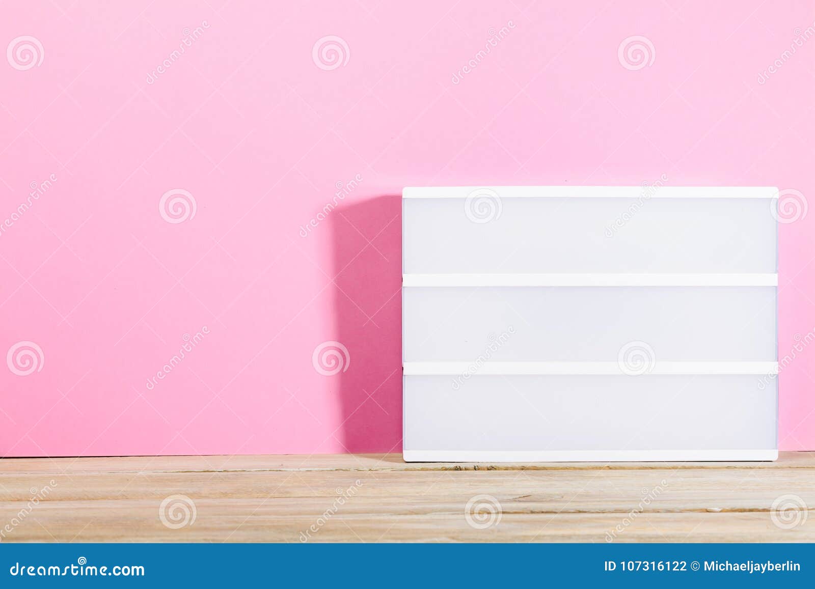 Light box on pink wall stock photo. Image of wall, pink - 107316122