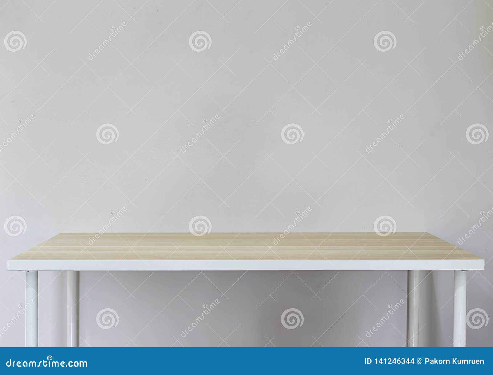 Empty Light Brown Table in White Room Stock Photo - Image of interior ...