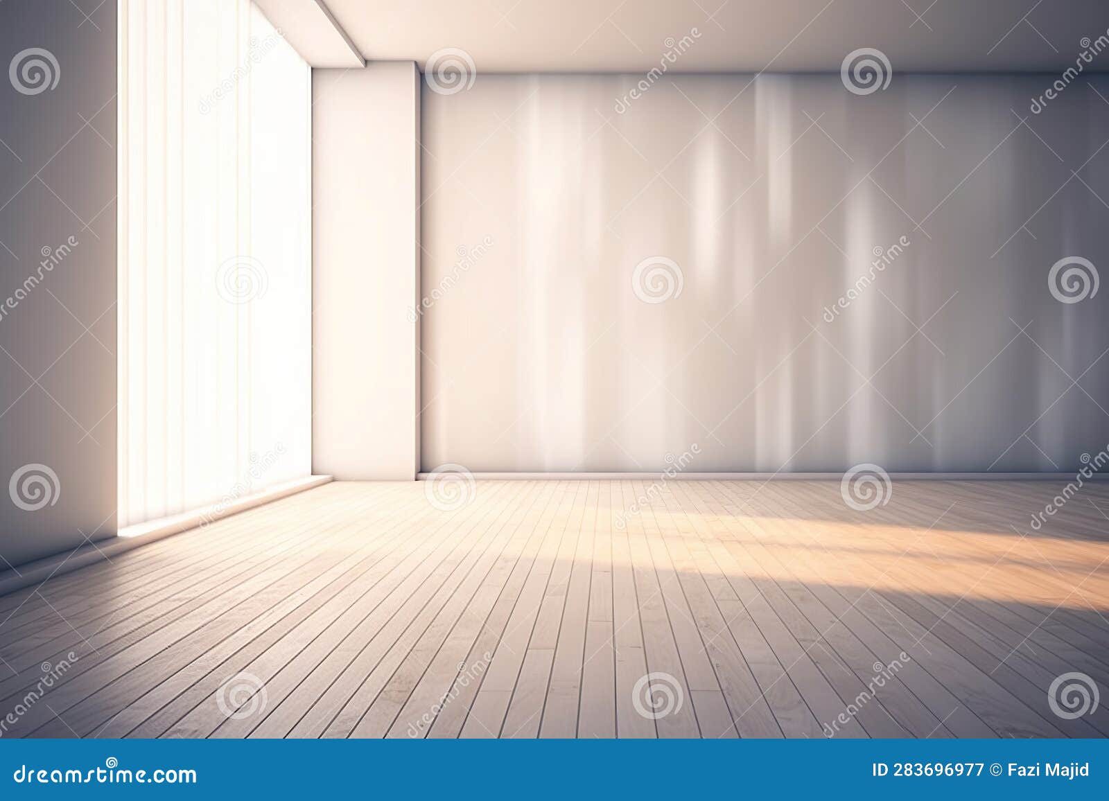 Empty Light Interior Background. White Textured Empty Wall and Wooden ...