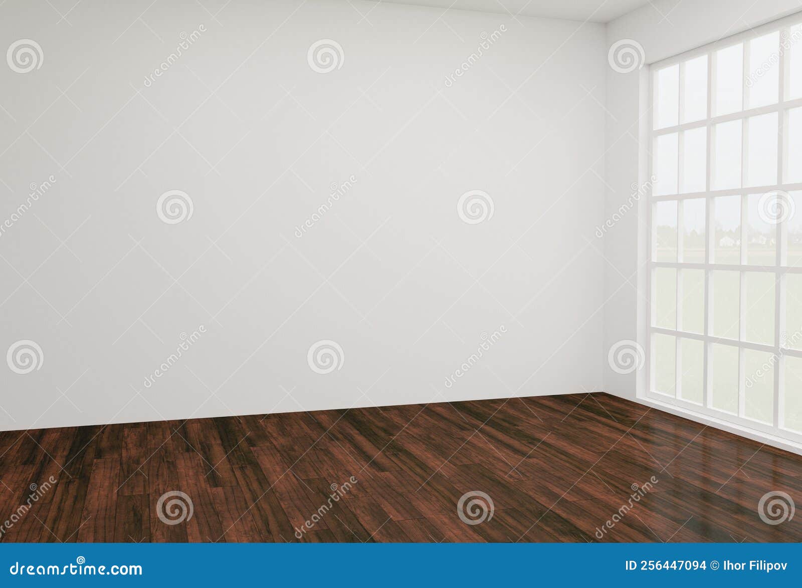 Empty Light Interior. Simple Room with a Large Window. White Wall with ...
