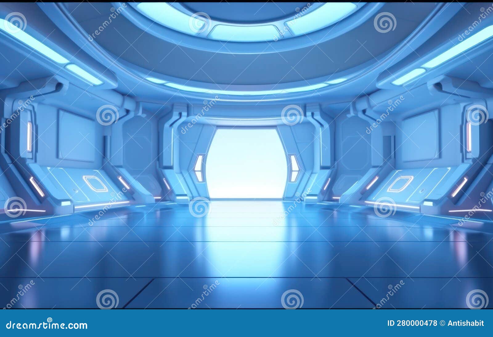 Empty Light Studio Room Futuristic Sci Fi Big Hall Room with Lights ...