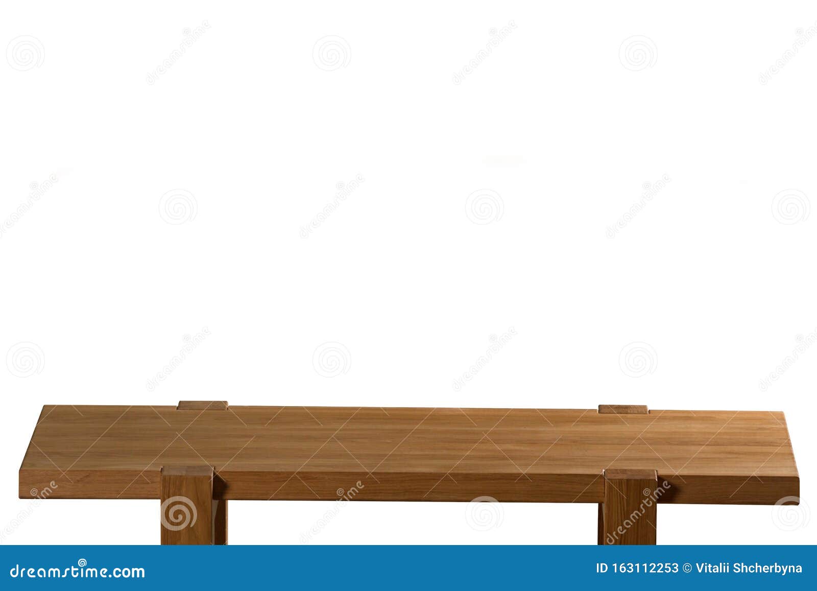 Empty Light Wood Table Top Isolate on White Background, Leave Space for ...