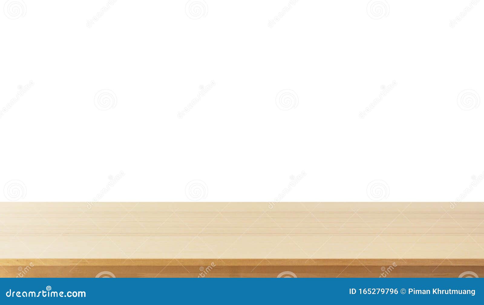 Empty Light Wooden Table Top Isolated on White Stock Photo - Image of ...