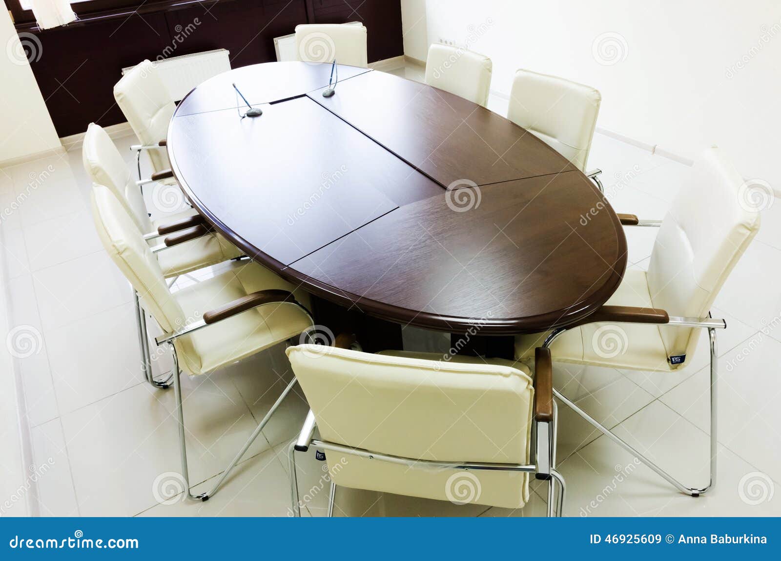 Empty Lighting Meeting Room with Long Table Stock Image - Image of ...
