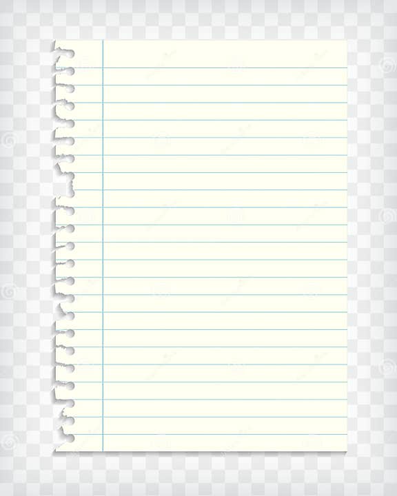 Empty Lined Note Book Page with Torn Edge Stock Vector - Illustration ...