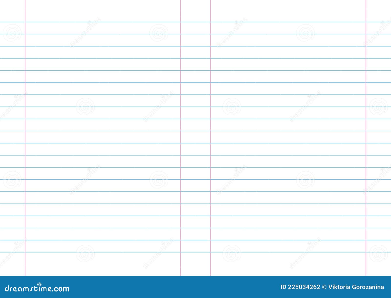 Empty Lined Page Notebook School Blank Pad, Vector Background. Blue ...