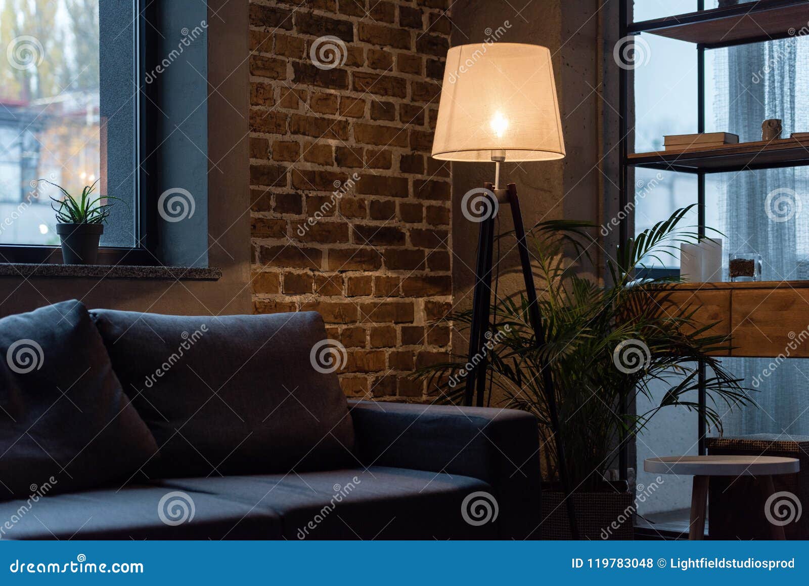 Empty living room stock photo. Image of design, flora - 119783048