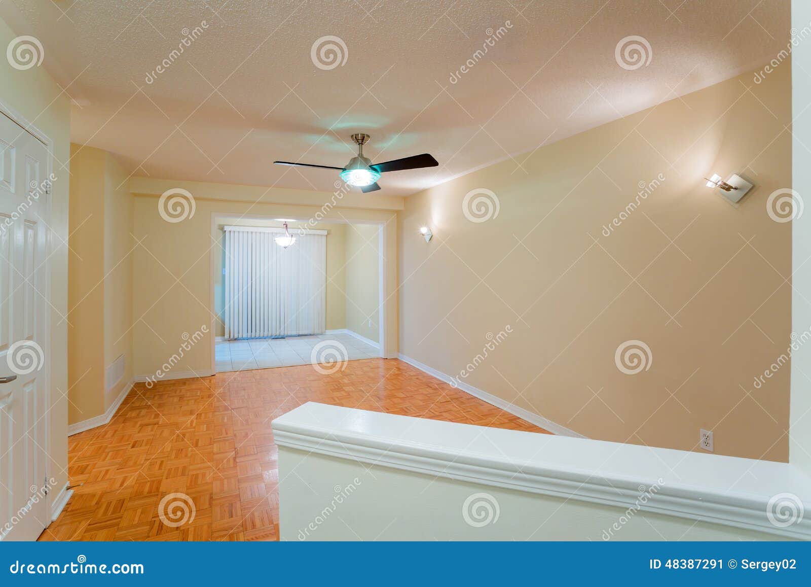 Empty living room stock image. Image of parquet, hall - 48387291