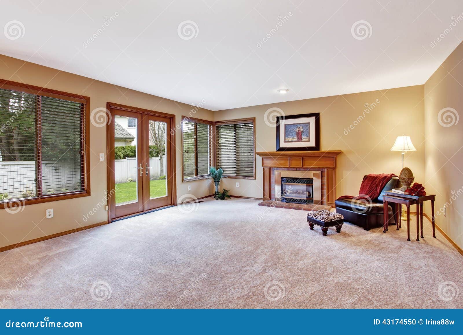 Empty Living Room in Luxury House Stock Photo - Image of furnished ...