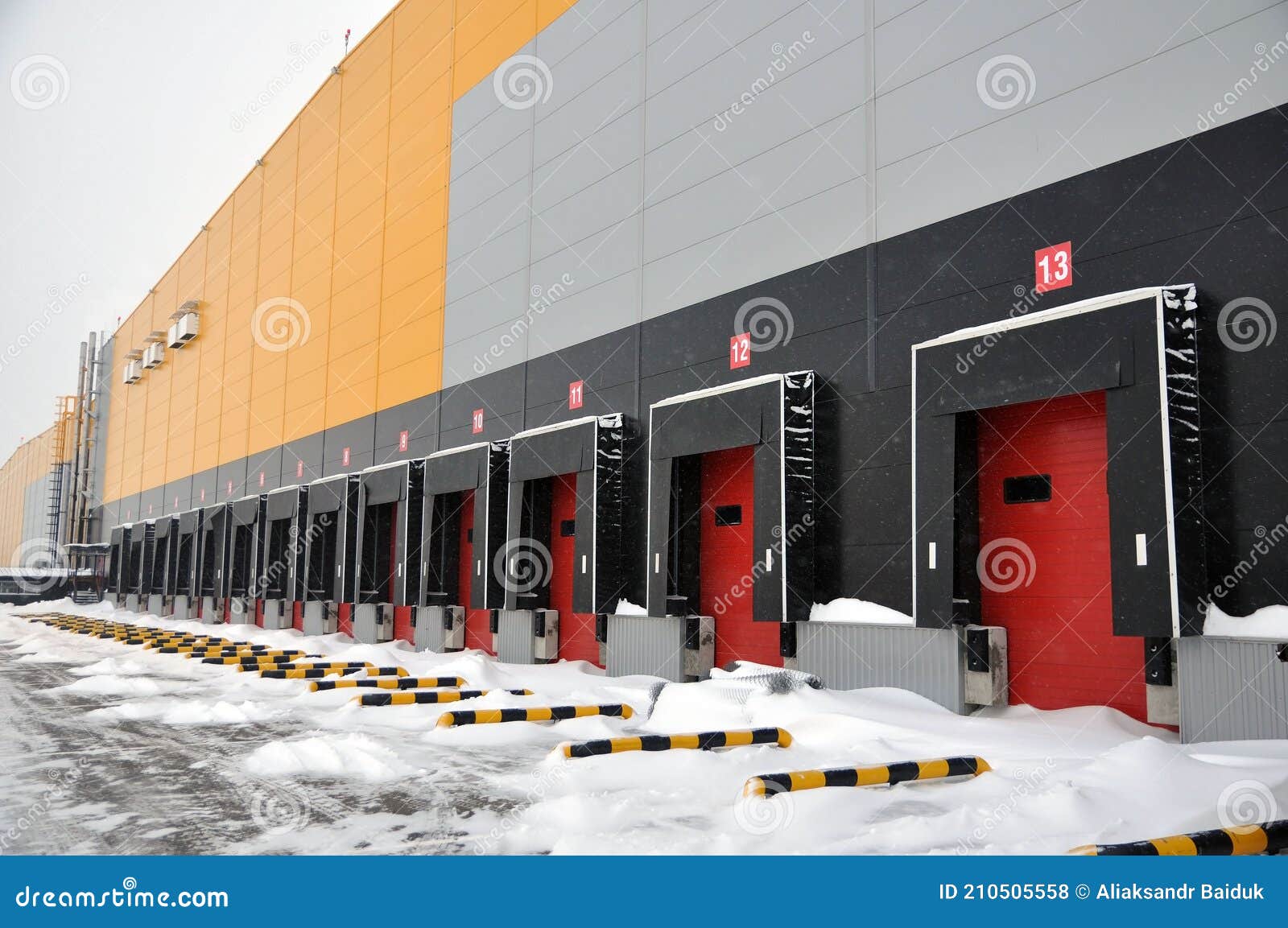 Empty Loading Area of a Large Warehouse in Winter. Warehouse Logistics ...
