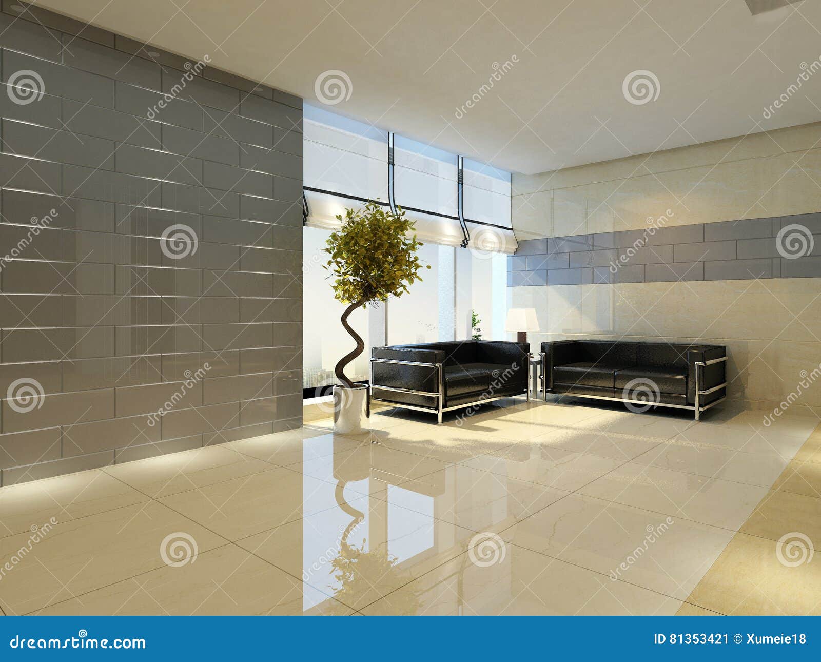 Empty lobby interior stock illustration. Illustration of elevator ...