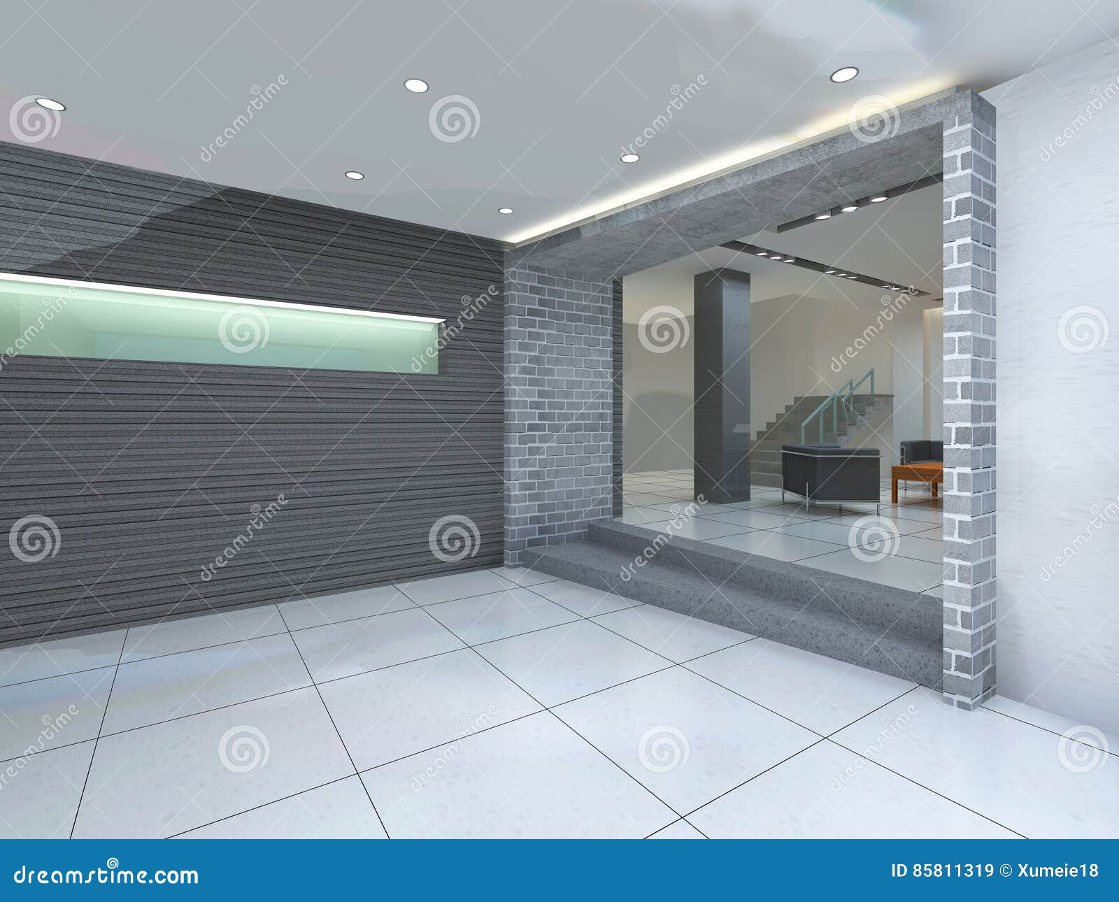 Empty lobby interior stock illustration. Illustration of empty - 85811319