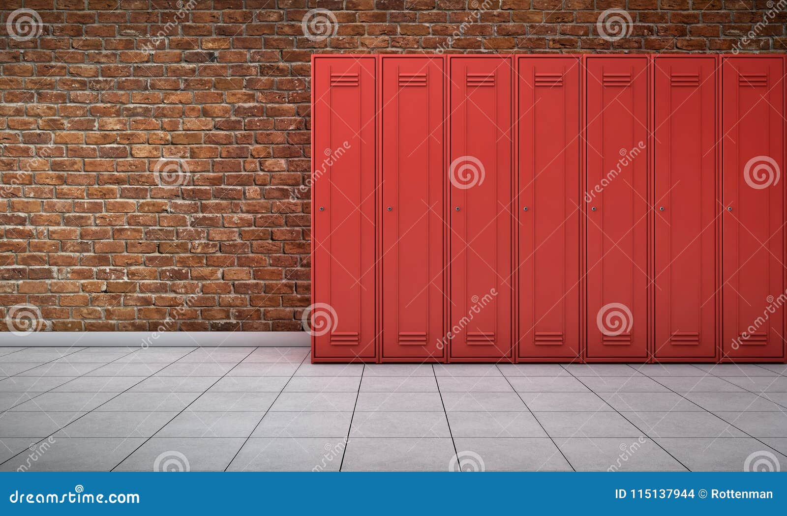 Empty Locker Room Interior. 3d Rendering Stock Illustration ...