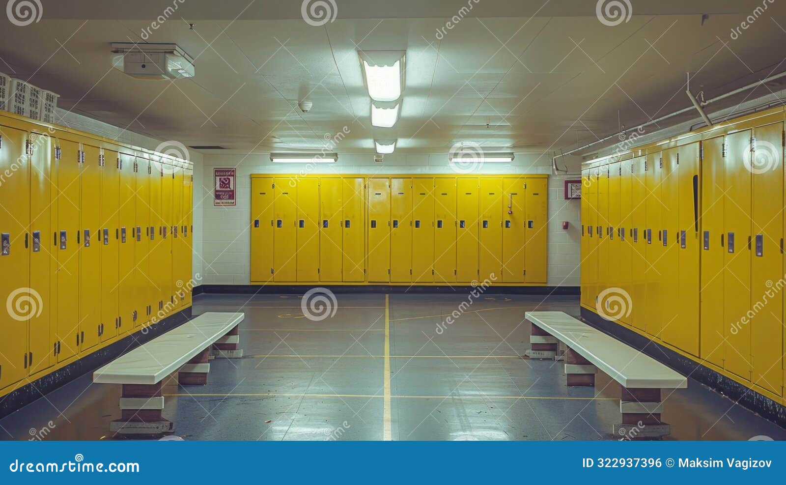 Empty Locker Room with Yellow Lockers, Generative AI Stock Photo ...