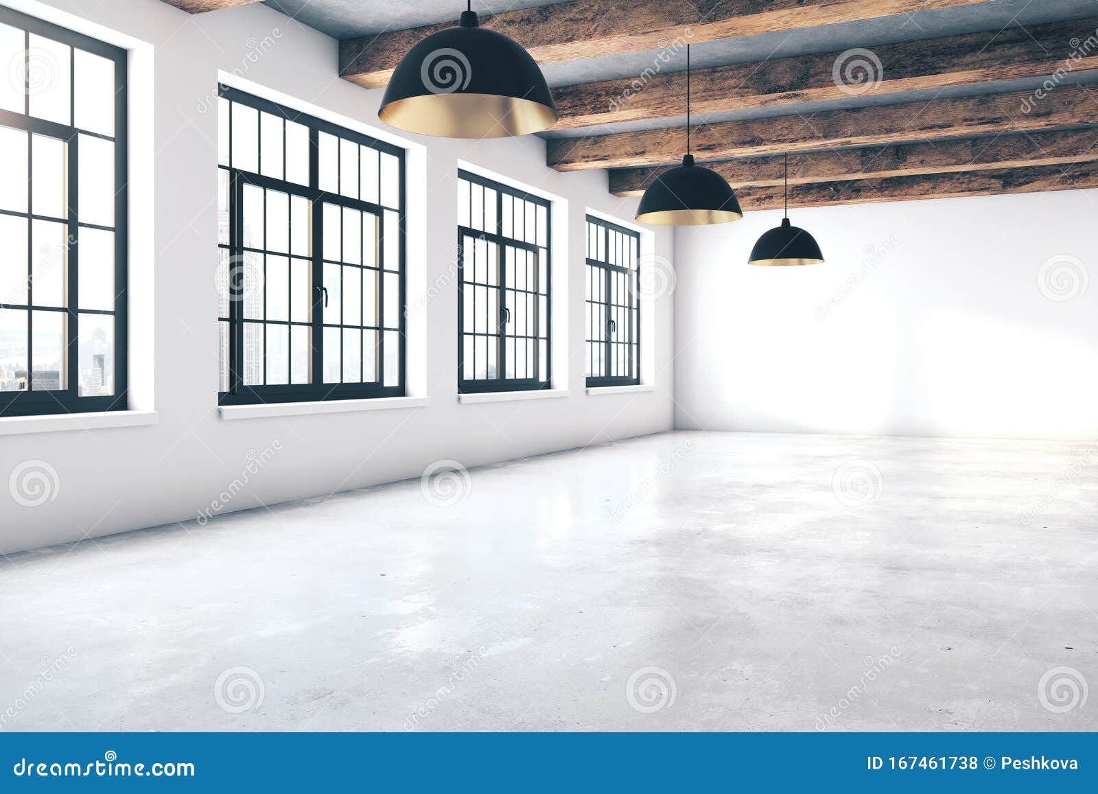 Empty Loft Concrete Interior Stock Illustration - Illustration of ...