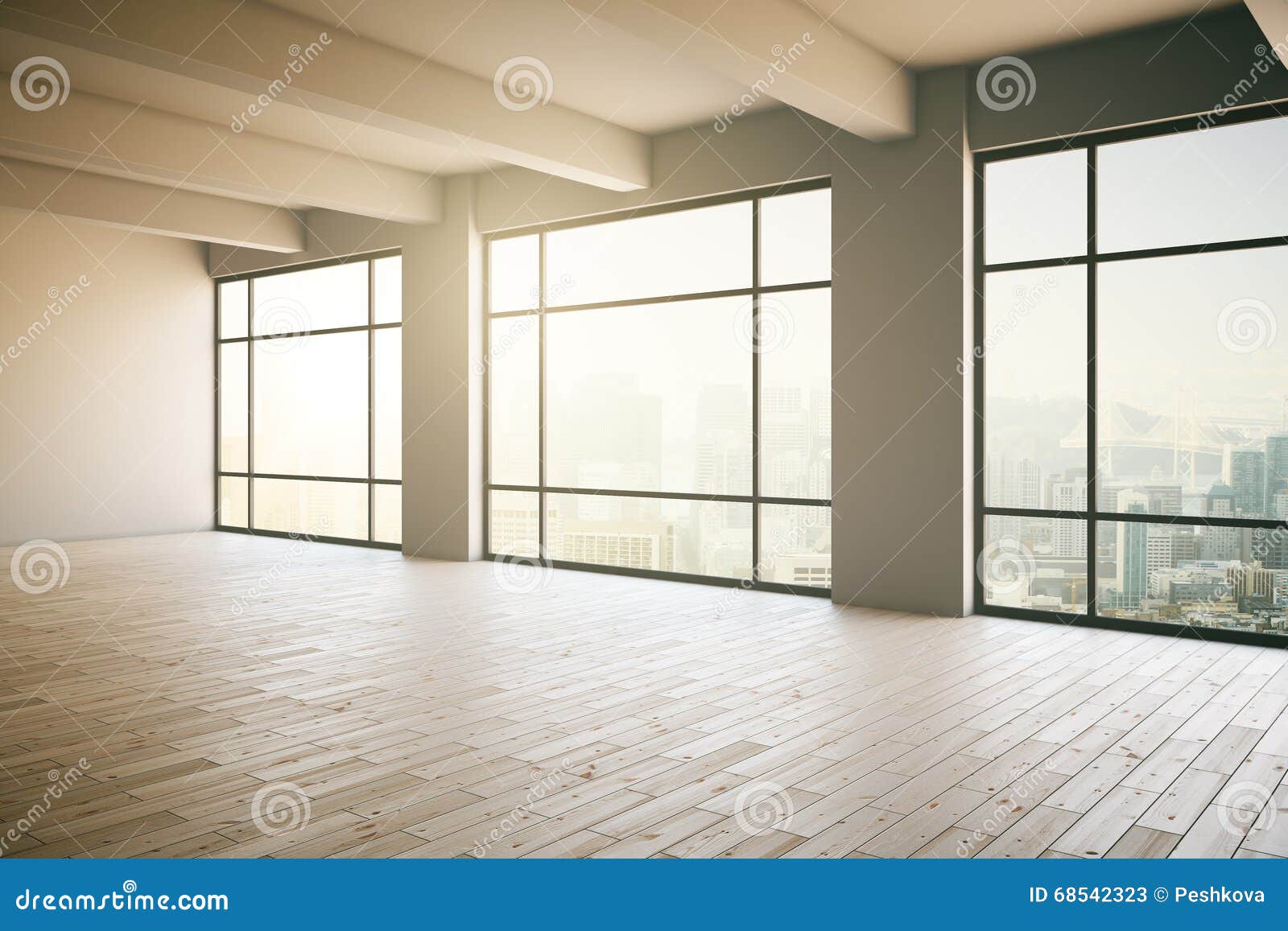Empty loft interior stock illustration. Illustration of daylight - 68542323