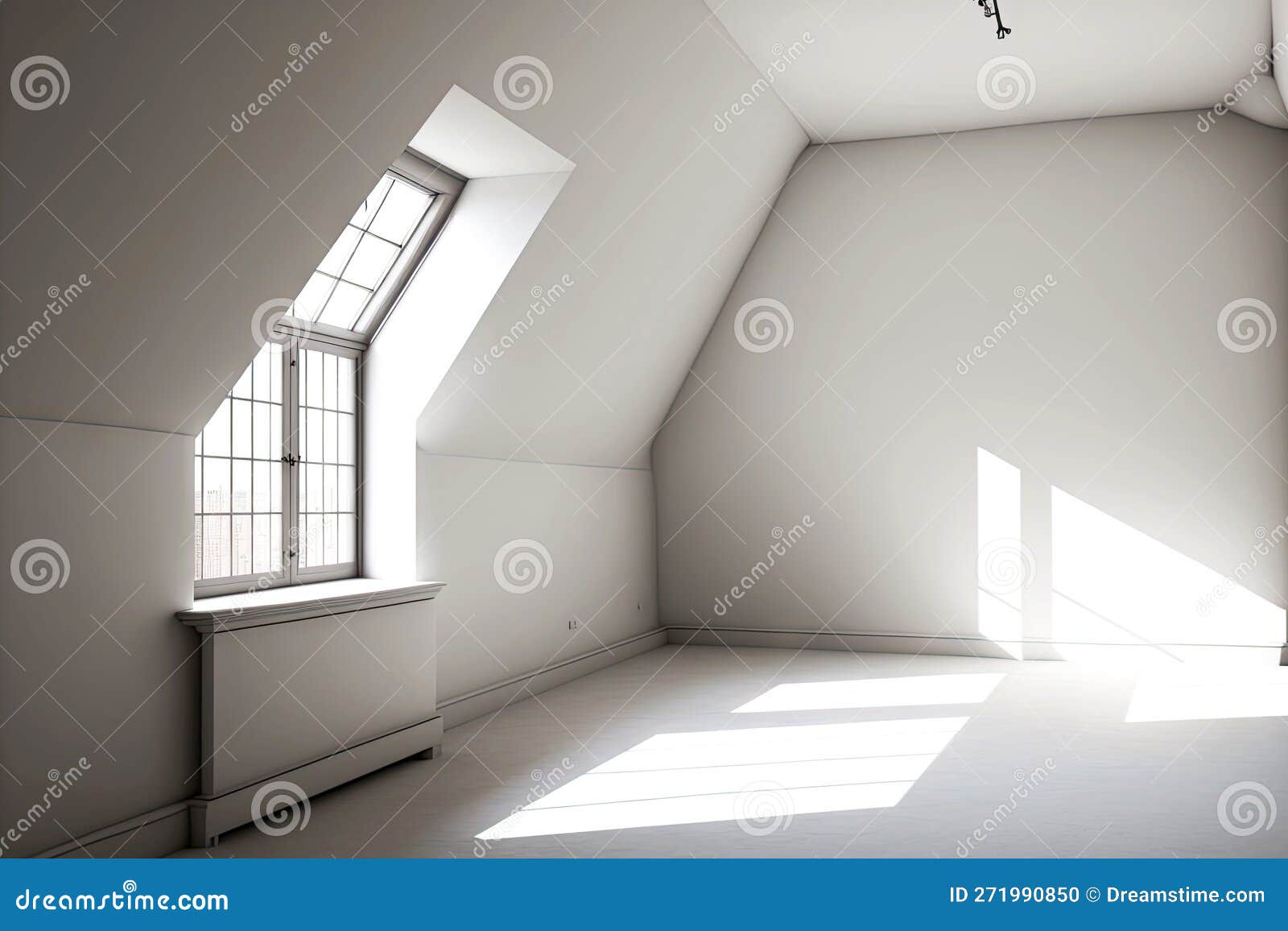 Empty Loft Room with White Walls Stock Photo - Image of generative ...