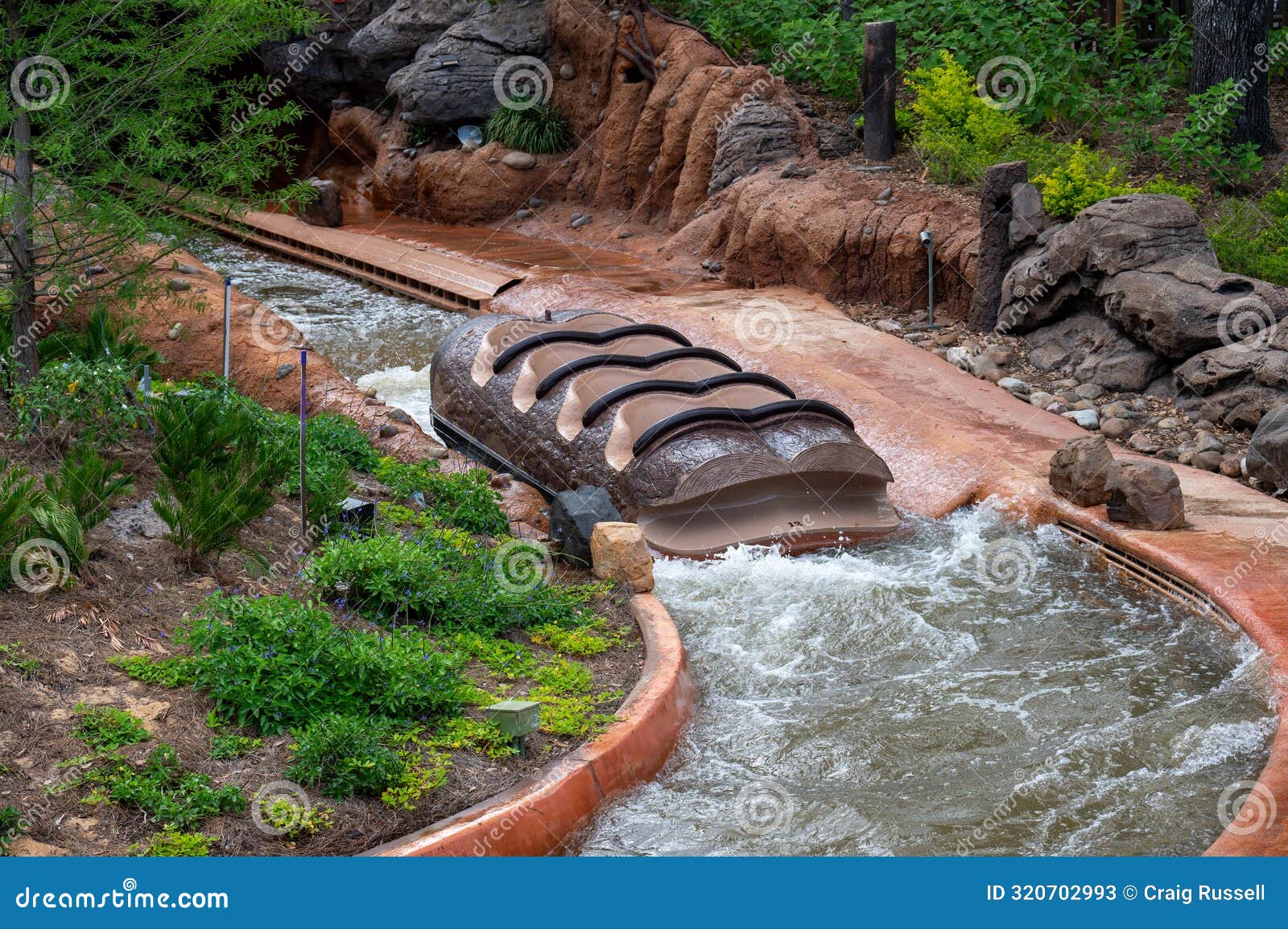 Empty Log Boat on a Log Flume Ride Stock Image - Image of flume, scary ...