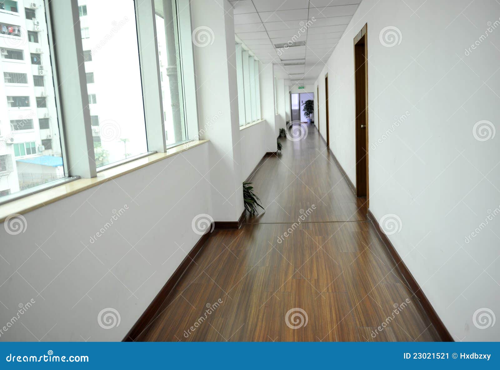 Empty long corridor stock image. Image of entrance, education - 23021521