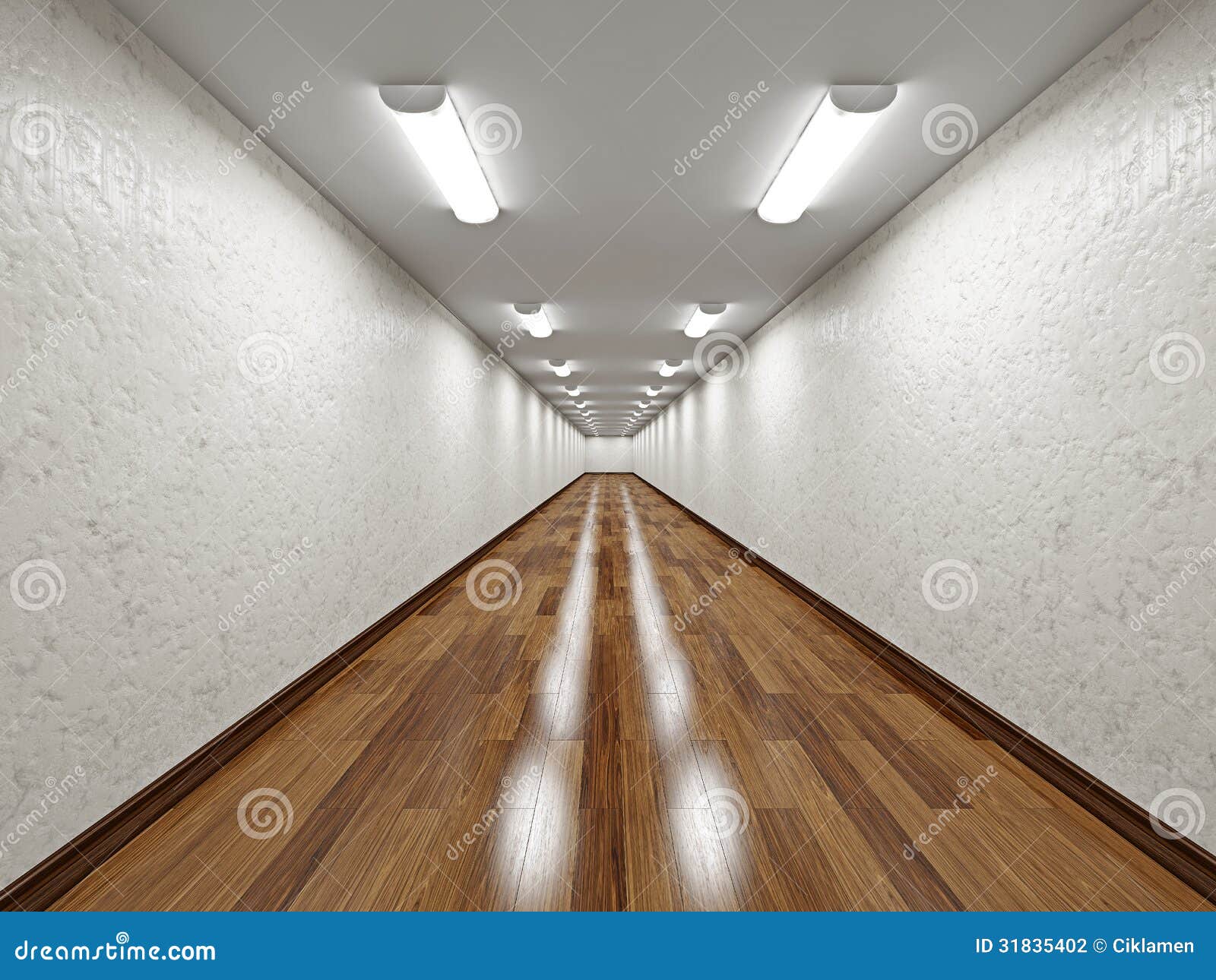 The empty long corridor stock illustration. Illustration of entrance ...