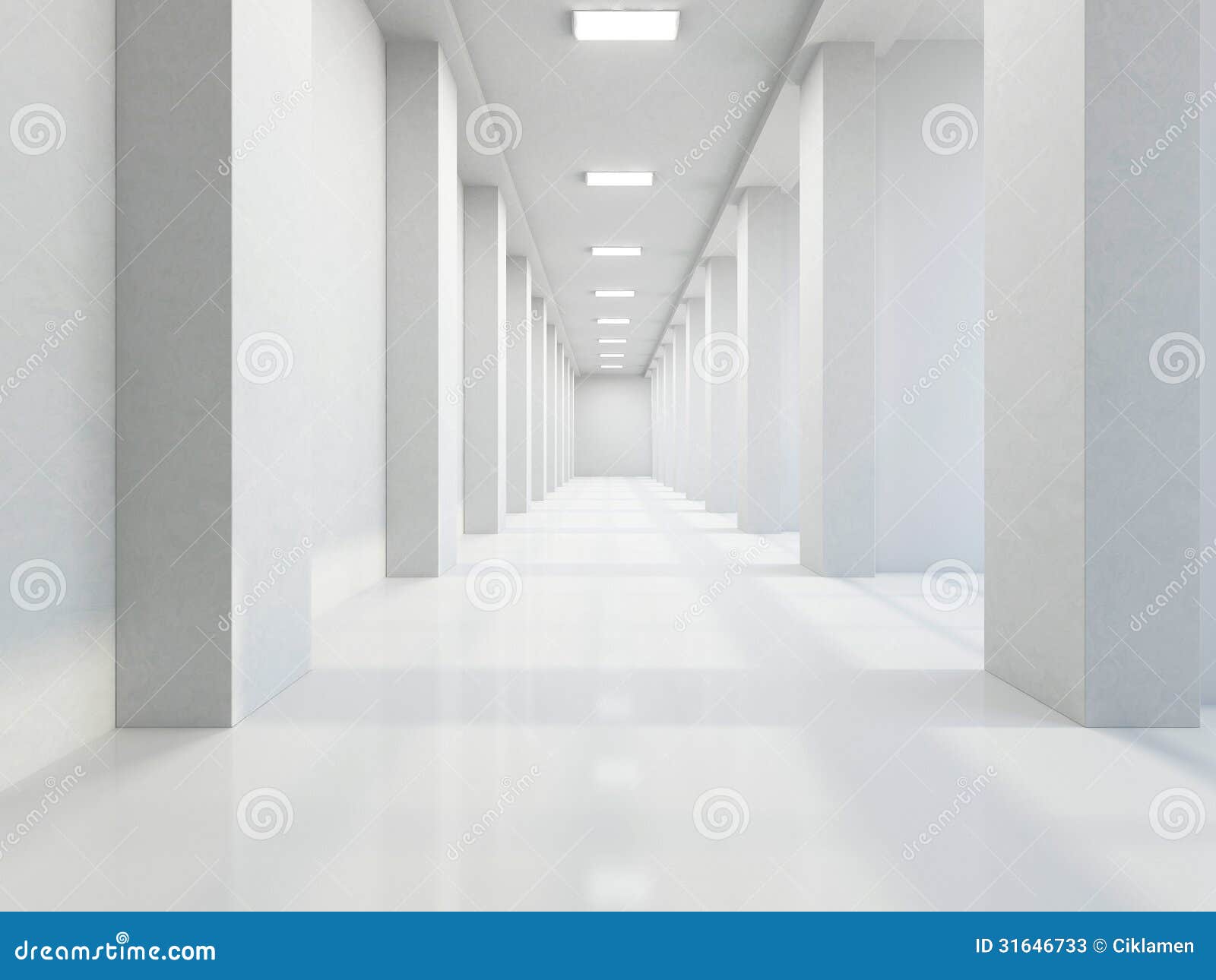 Empty Long Corridor In The Modern Office Building. Corridor Of Modern ...