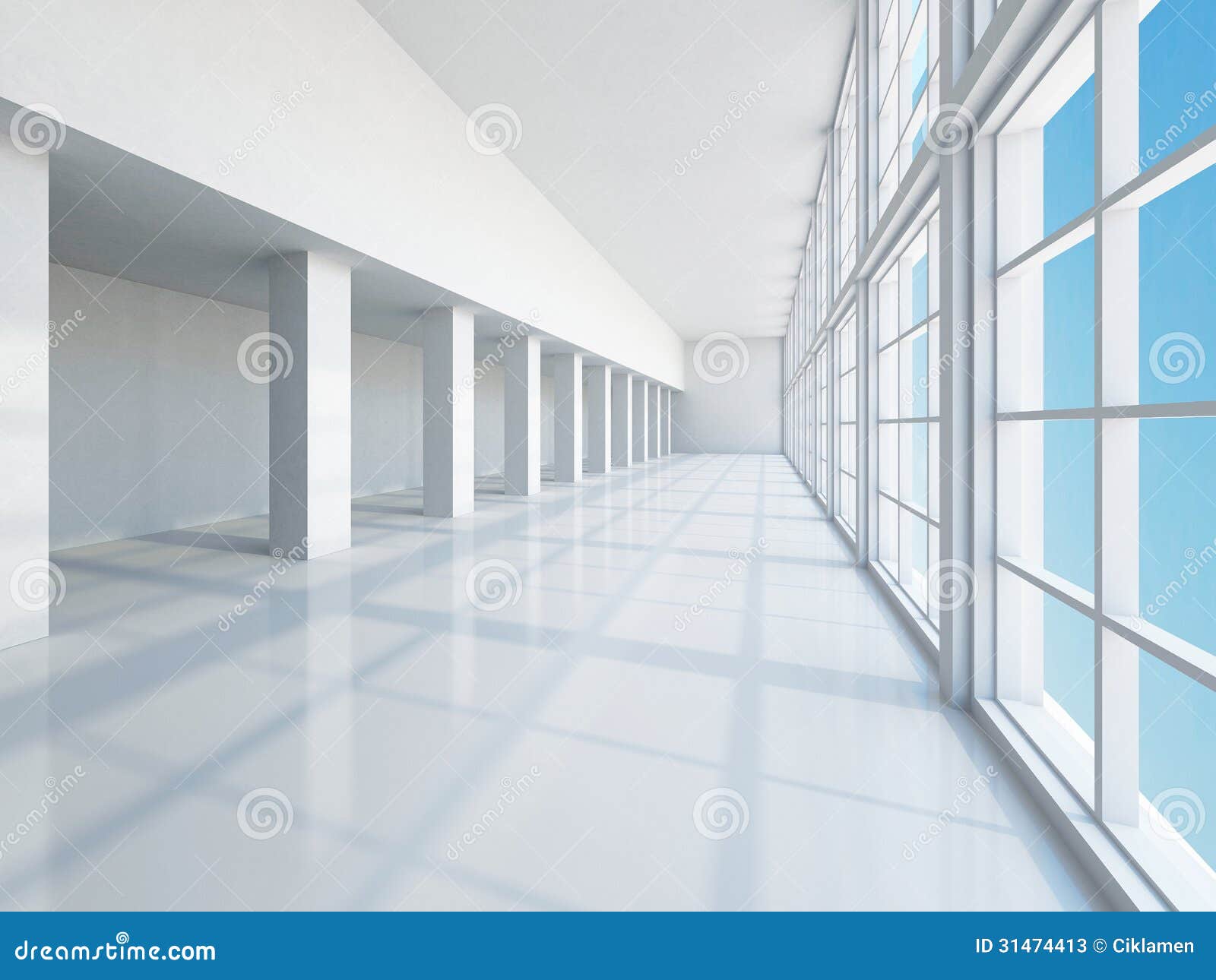 Empty Long Corridor In The Modern Office Building. Corridor Of Modern ...