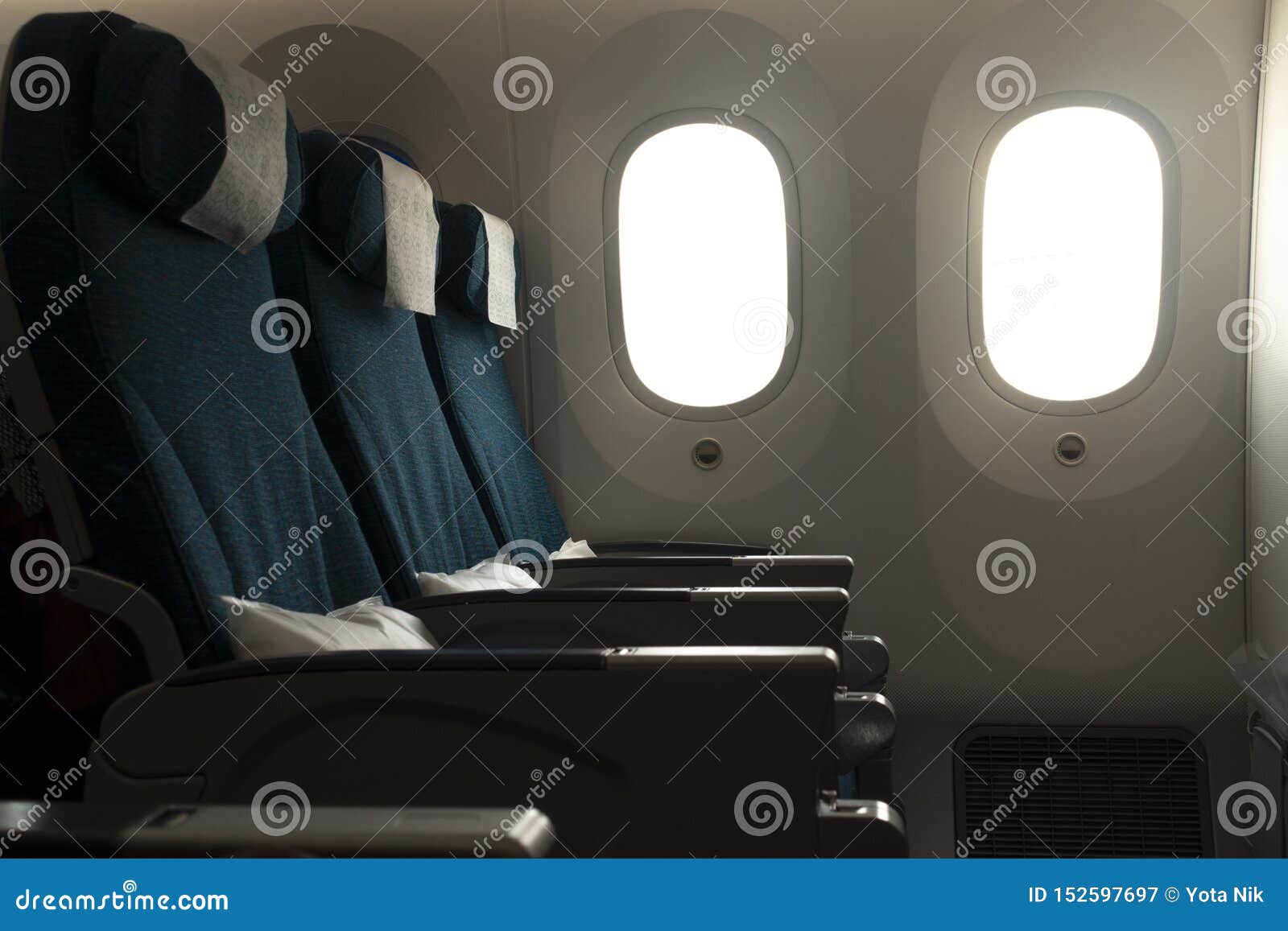 Empty Long Leg Seats are Available on the Aircraft Window Seat Stock ...