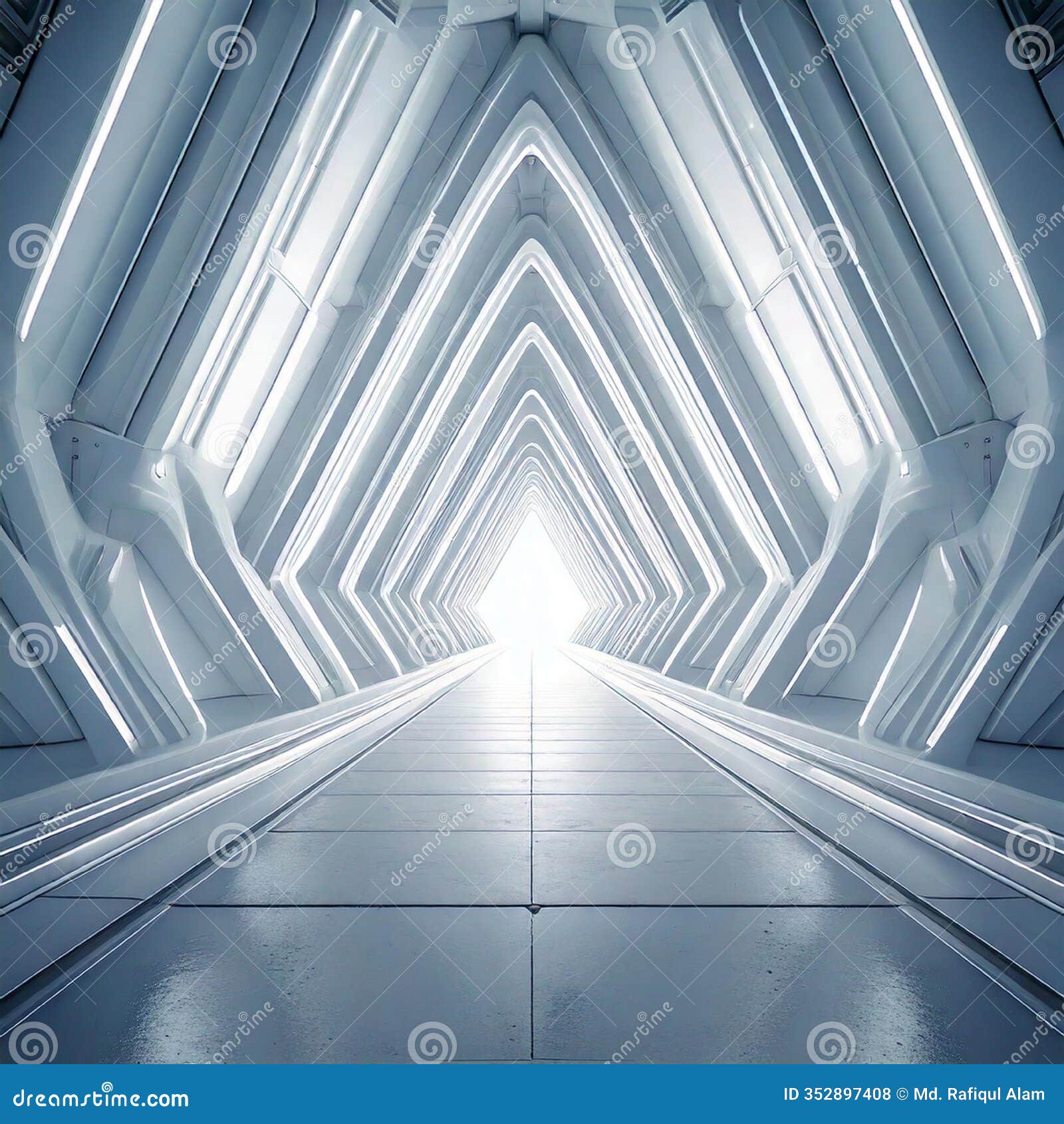 Empty Long Light Corridor: Modern White Background Generative AI Stock ...
