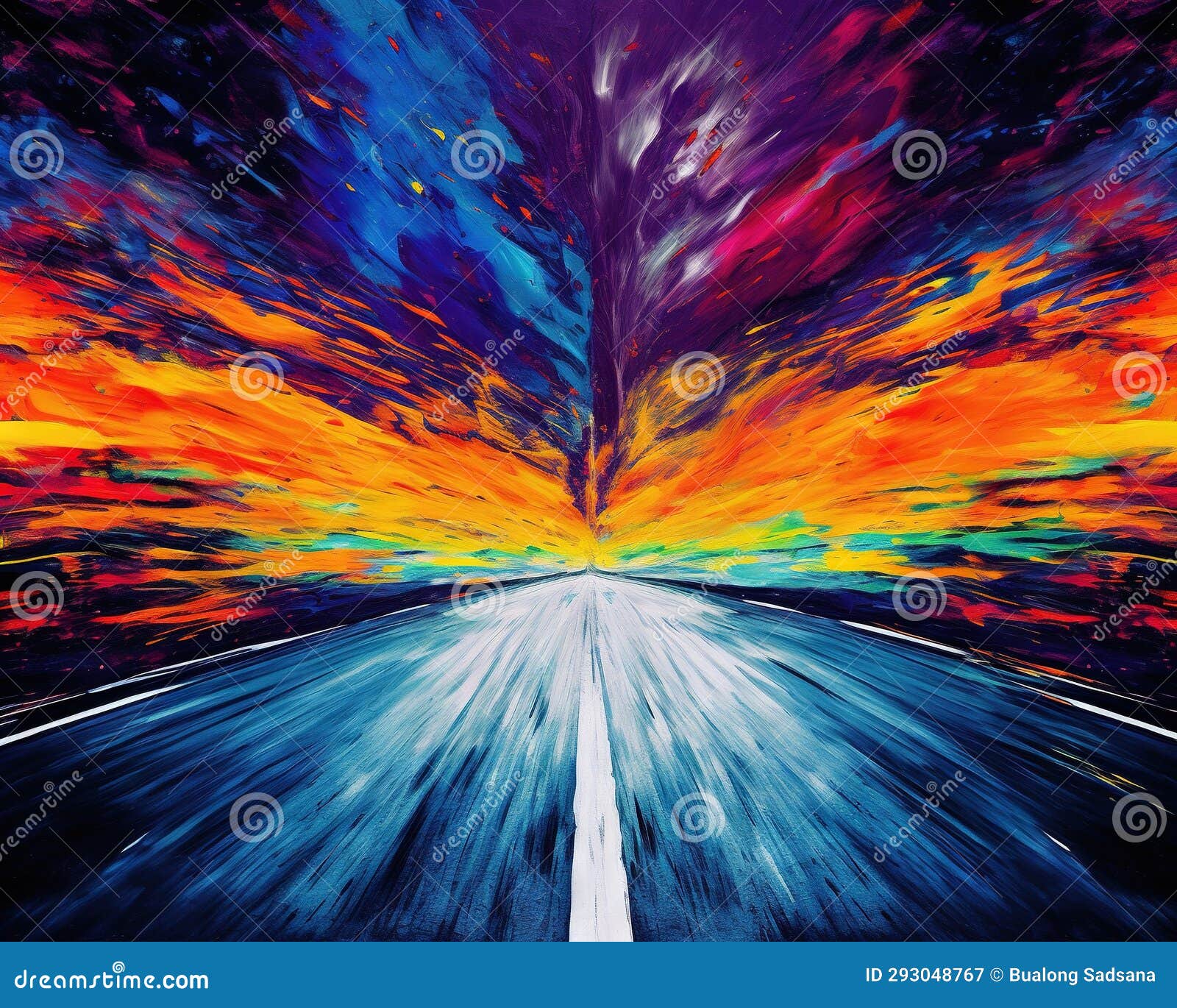 On Empty Long Road Abstract Art Begins Journey Generative Abstract ...