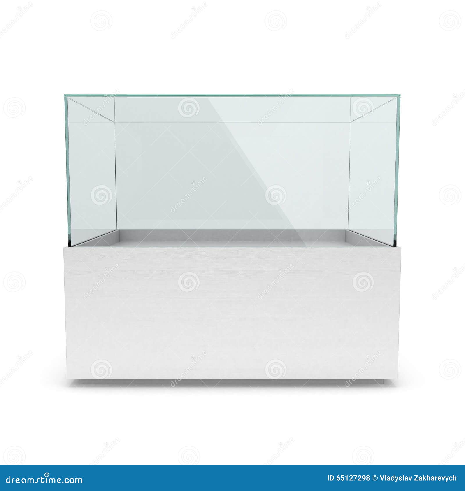 Empty Long White Showcase with Pedestal, Stock Illustration ...