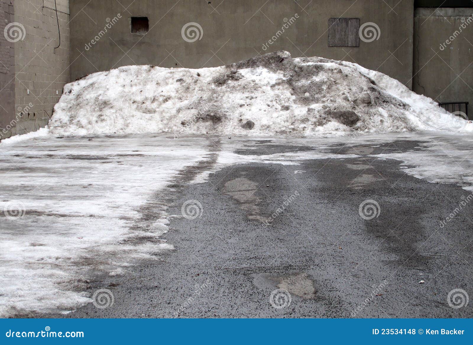 Empty Lot with Dirty Snow Pile. Stock Photo - Image of empty, urban ...