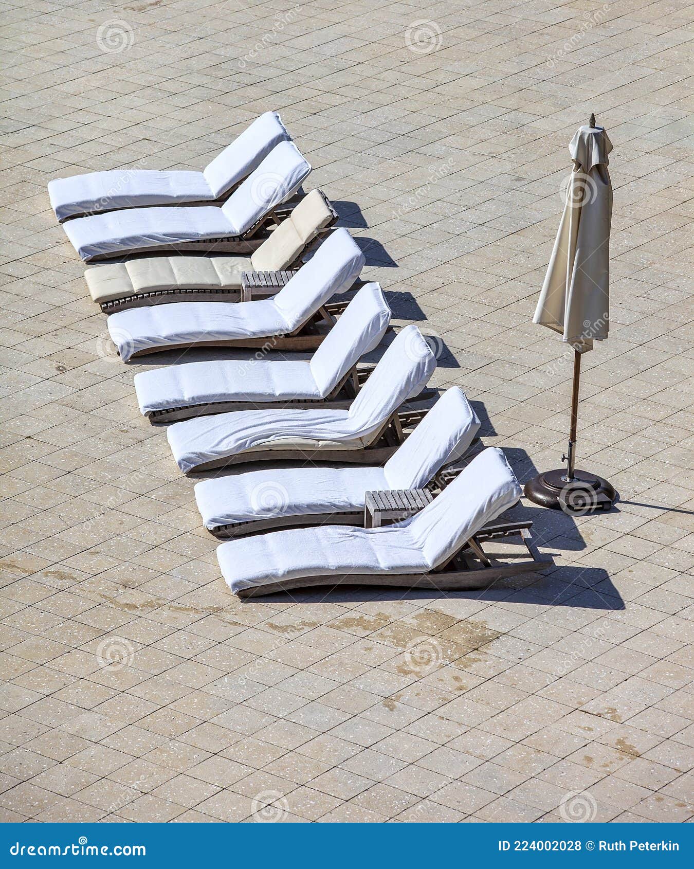 Empty Lounge Chairs in a Row Stock Photo - Image of holiday, summer ...