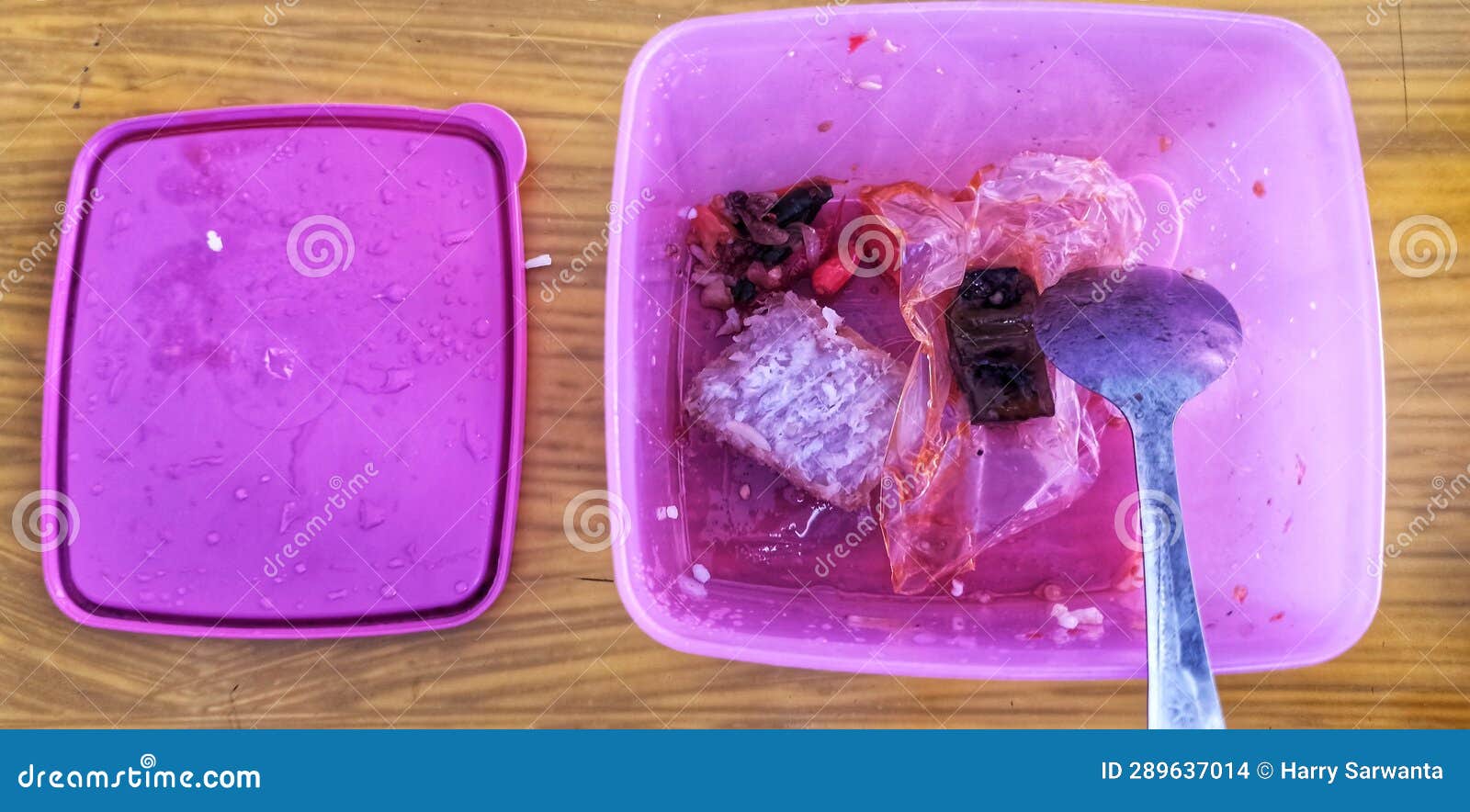 Empty Lunch Box after Lunch Time Stock Photo - Image of hand, flower ...