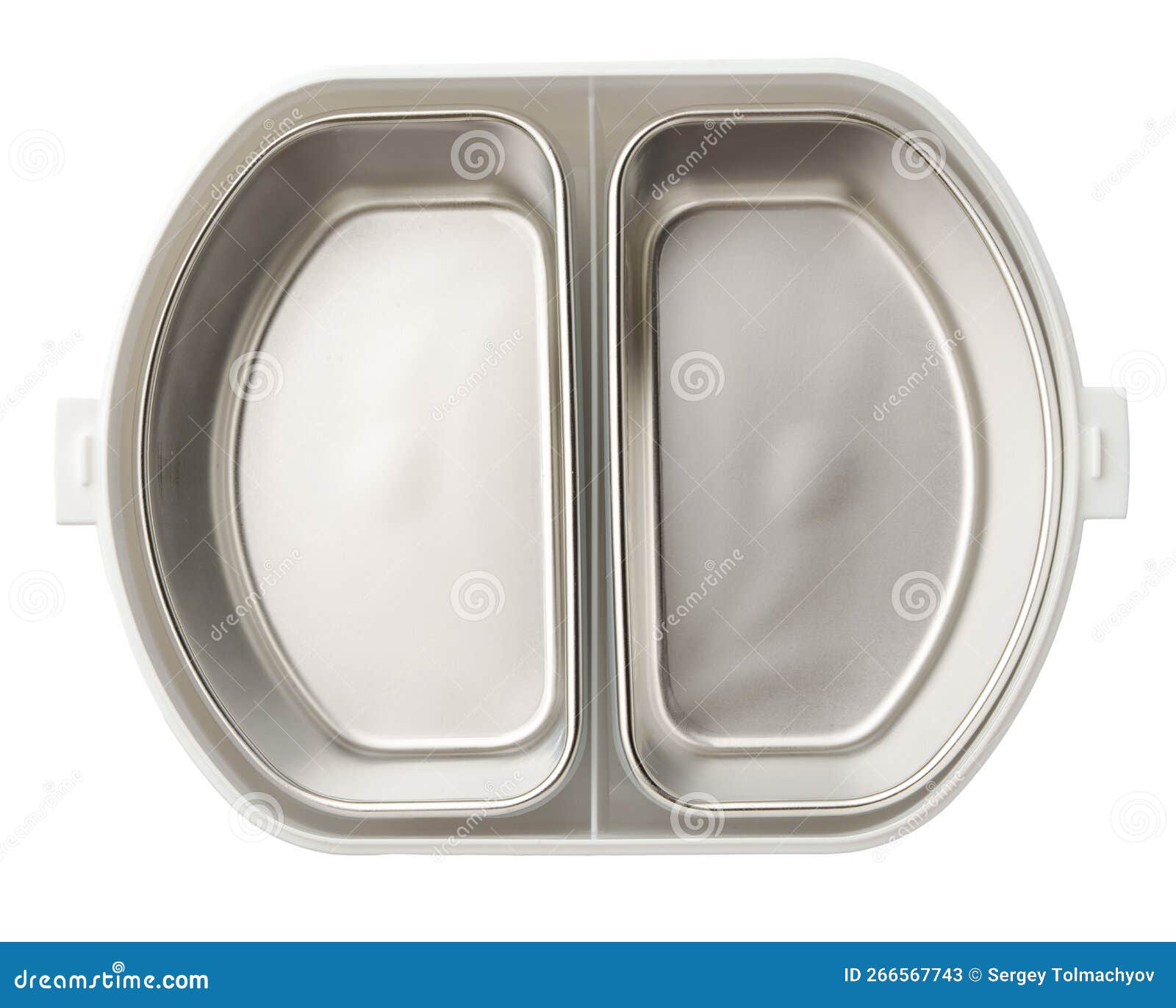 Empty Lunch Box with Metal Compartments Isolated on White Background ...