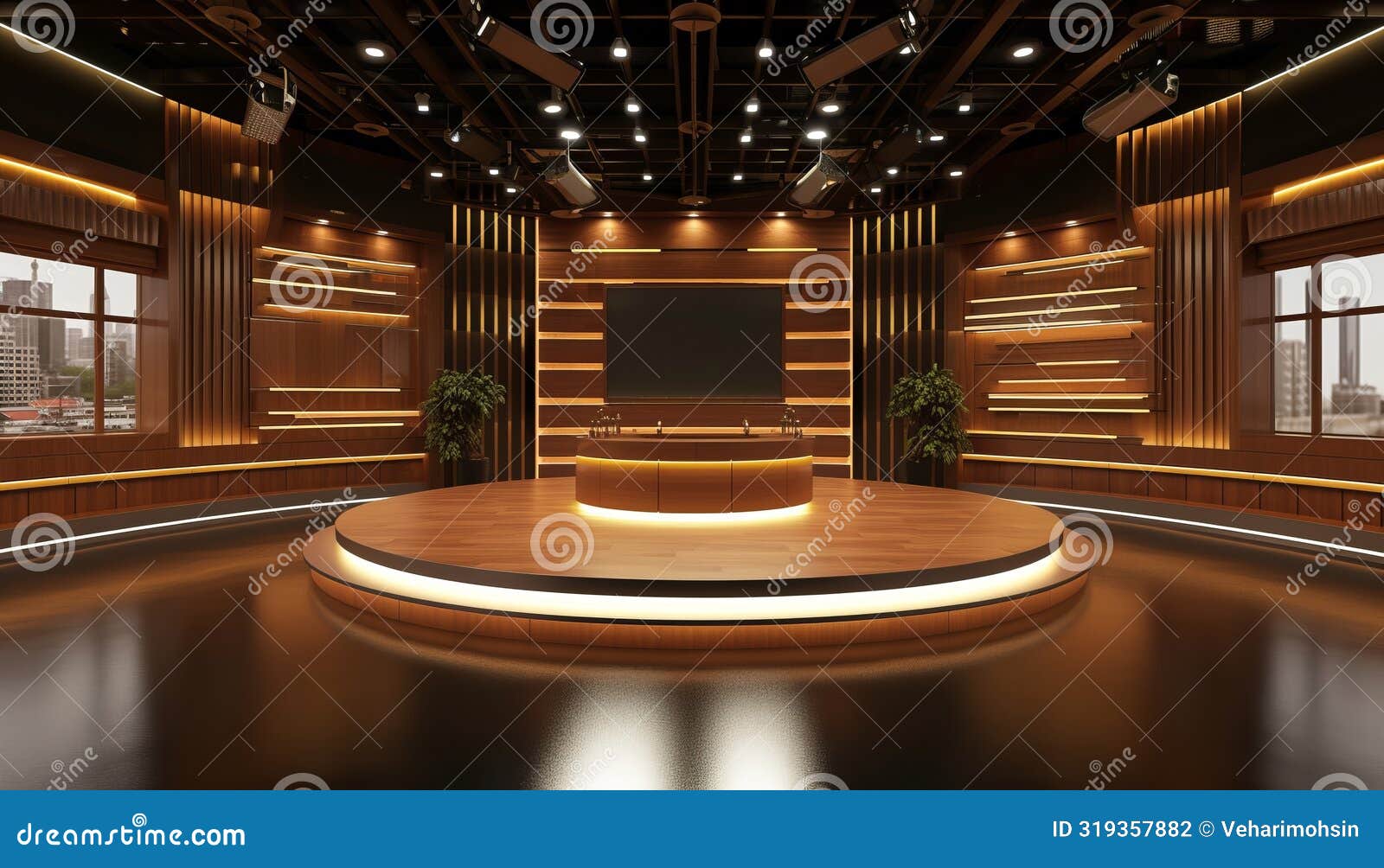 The Empty Luxury Living Room Interior Design And Wood Wall Pattern ...