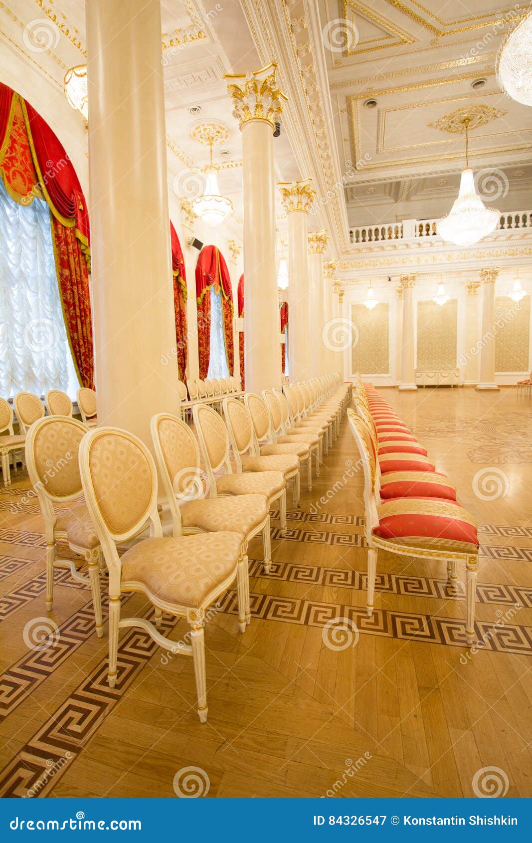 Empty Luxury Chairs in the Ballroom, Wide Angle Stock Image - Image of ...