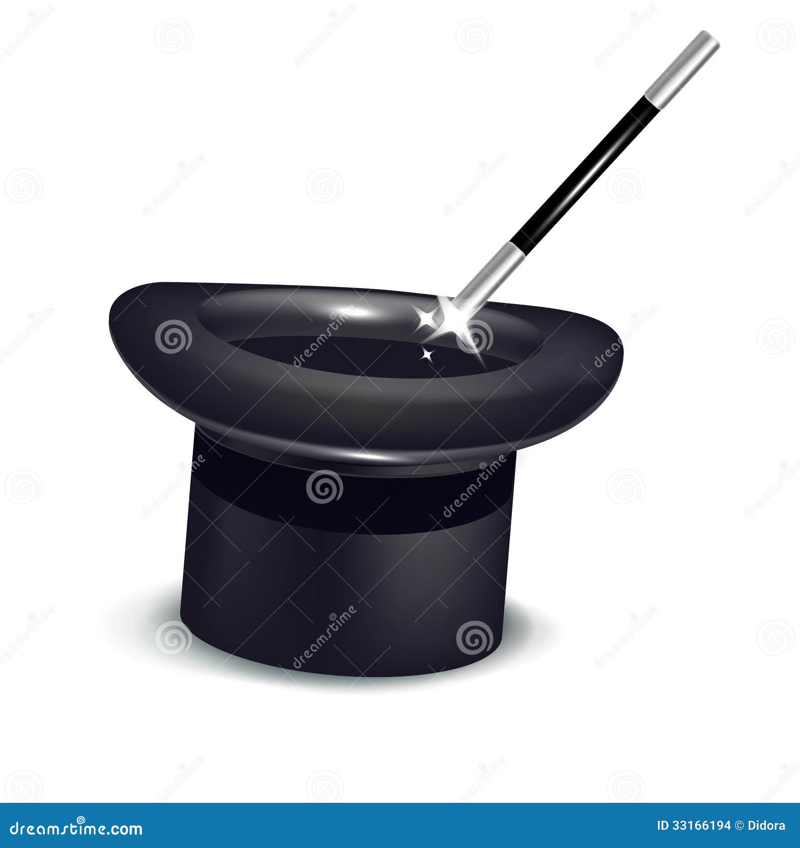 Empty Magic Hat with Wand Isolated Stock Vector - Illustration of ...