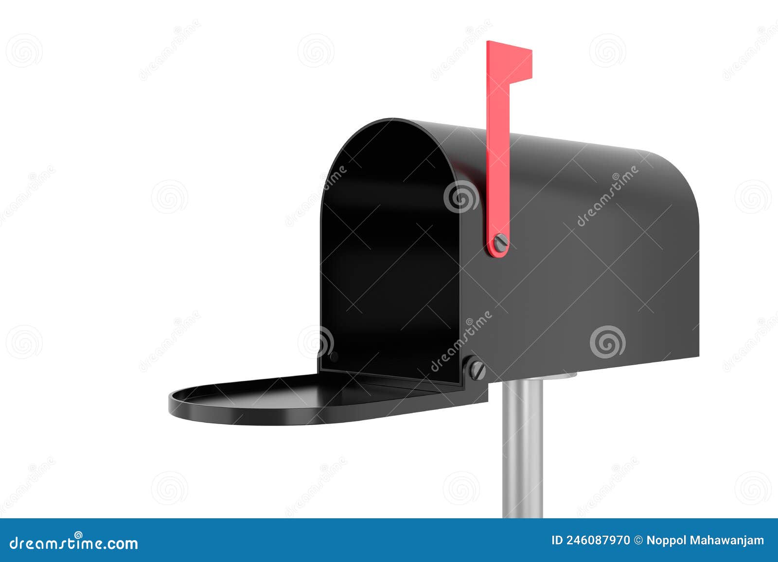 Empty Mailbox Website Banner. 3D Rendering Stock Illustration ...