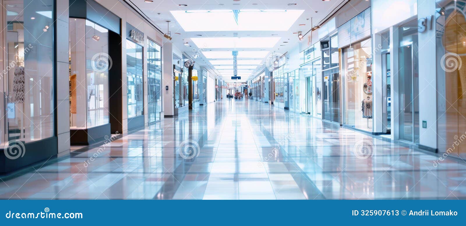 Empty Mall Corridor with Glass Storefronts during Daytime Stock Image ...