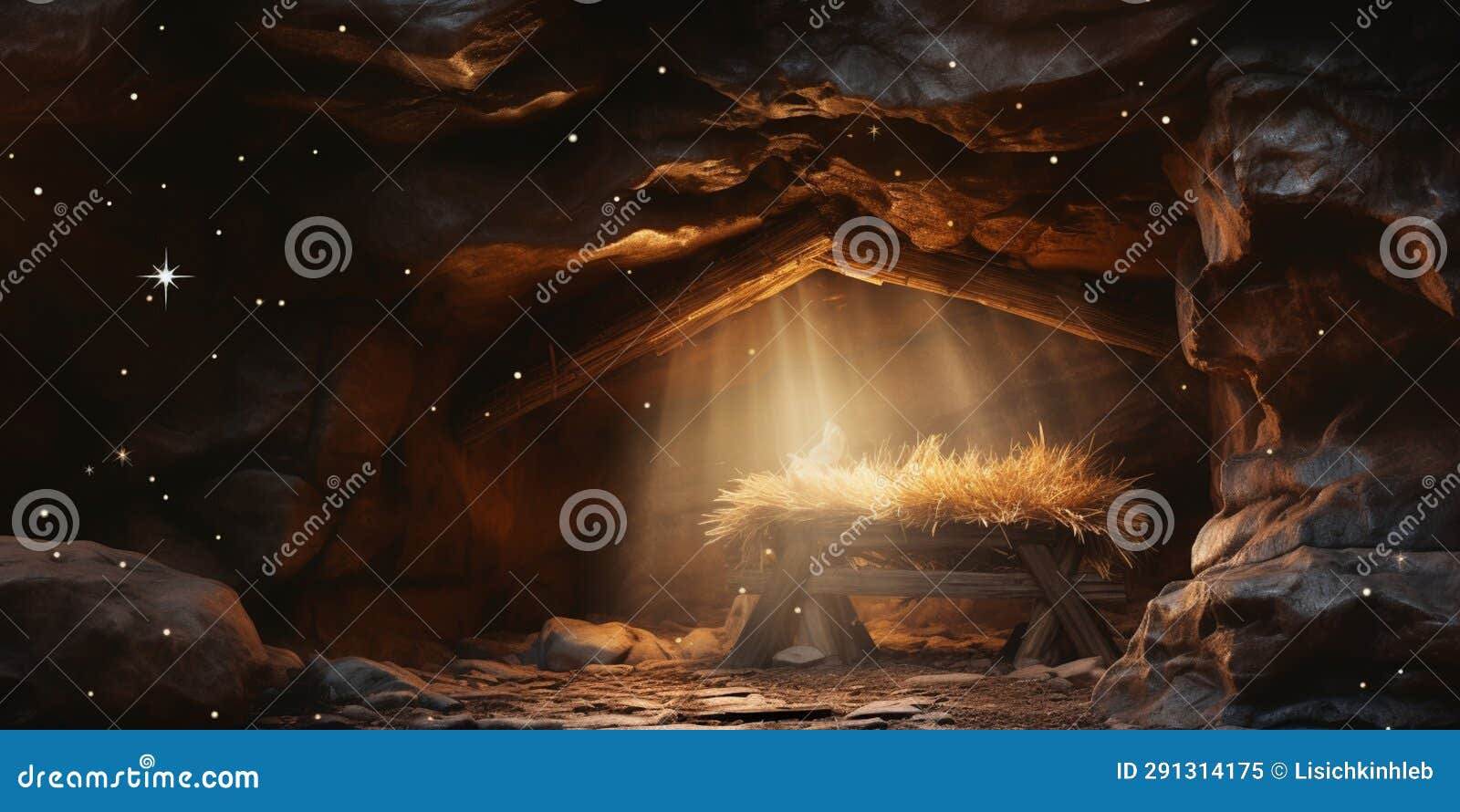 Empty Manger with Comet Star Stock Image - Image of banner, scene ...