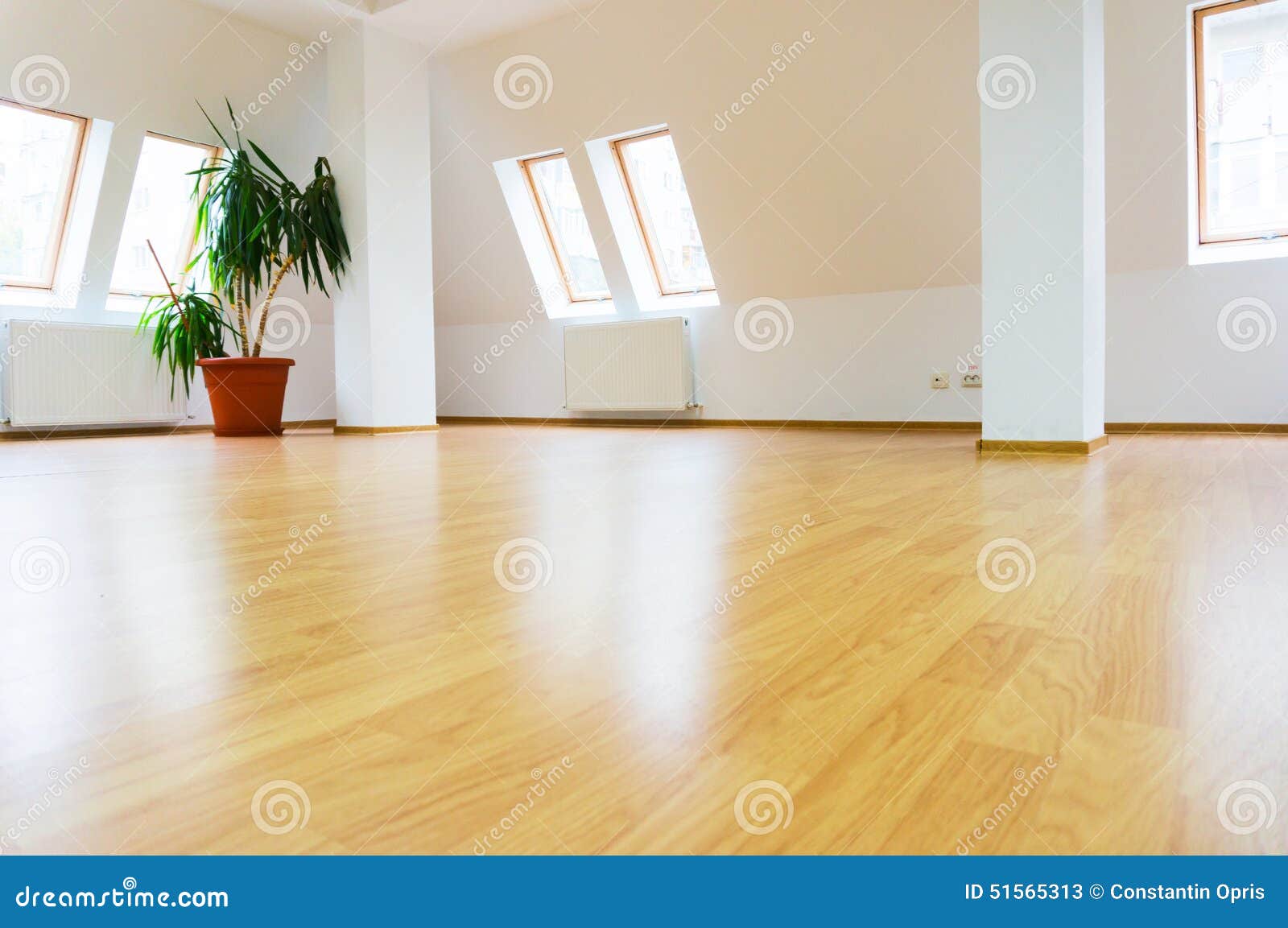 Empty mansard interior stock image. Image of wooden, modern - 51565313