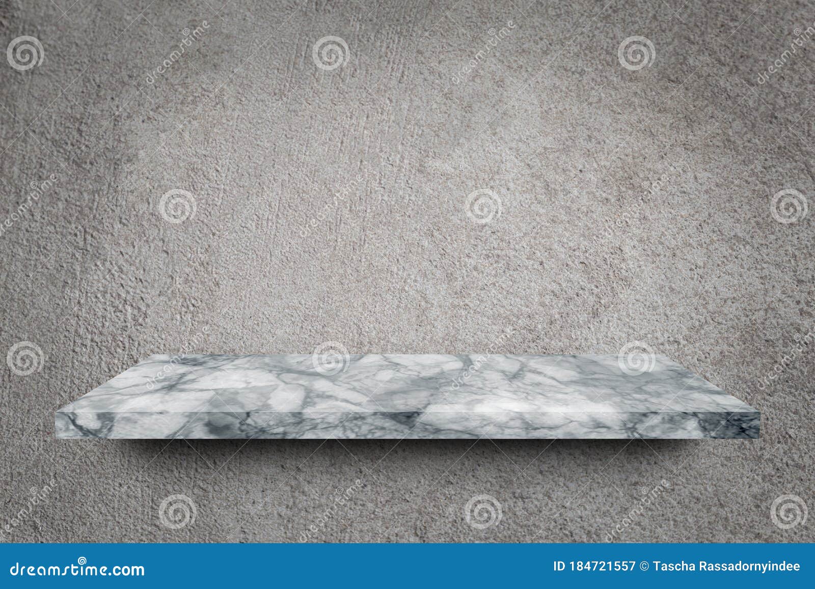 Empty Marble Shelf Over Grey Concrete Wall Background Stock Image ...