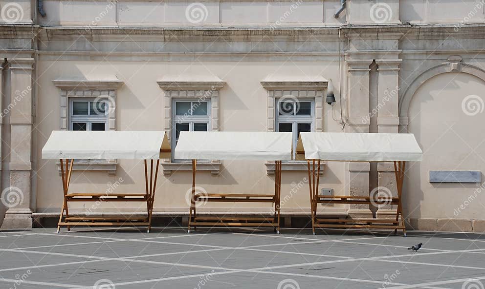 Empty Market Stalls stock image. Image of window, town - 9180271