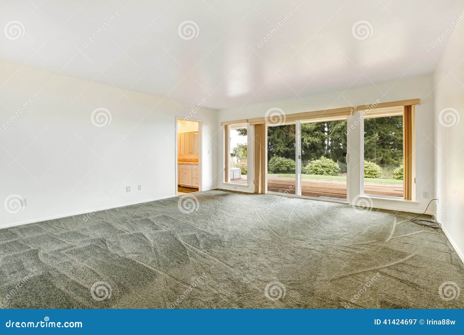 Empty Master Bedroom with Walkout Deck Stock Image - Image of house ...