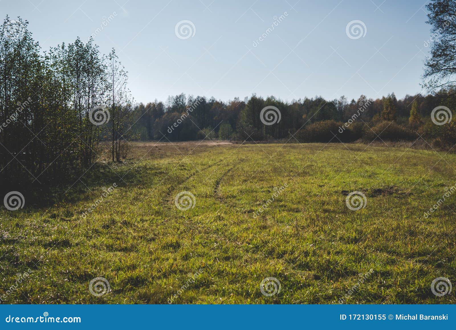 Empty meadow in autumn stock image. Image of view, sunset - 172130155