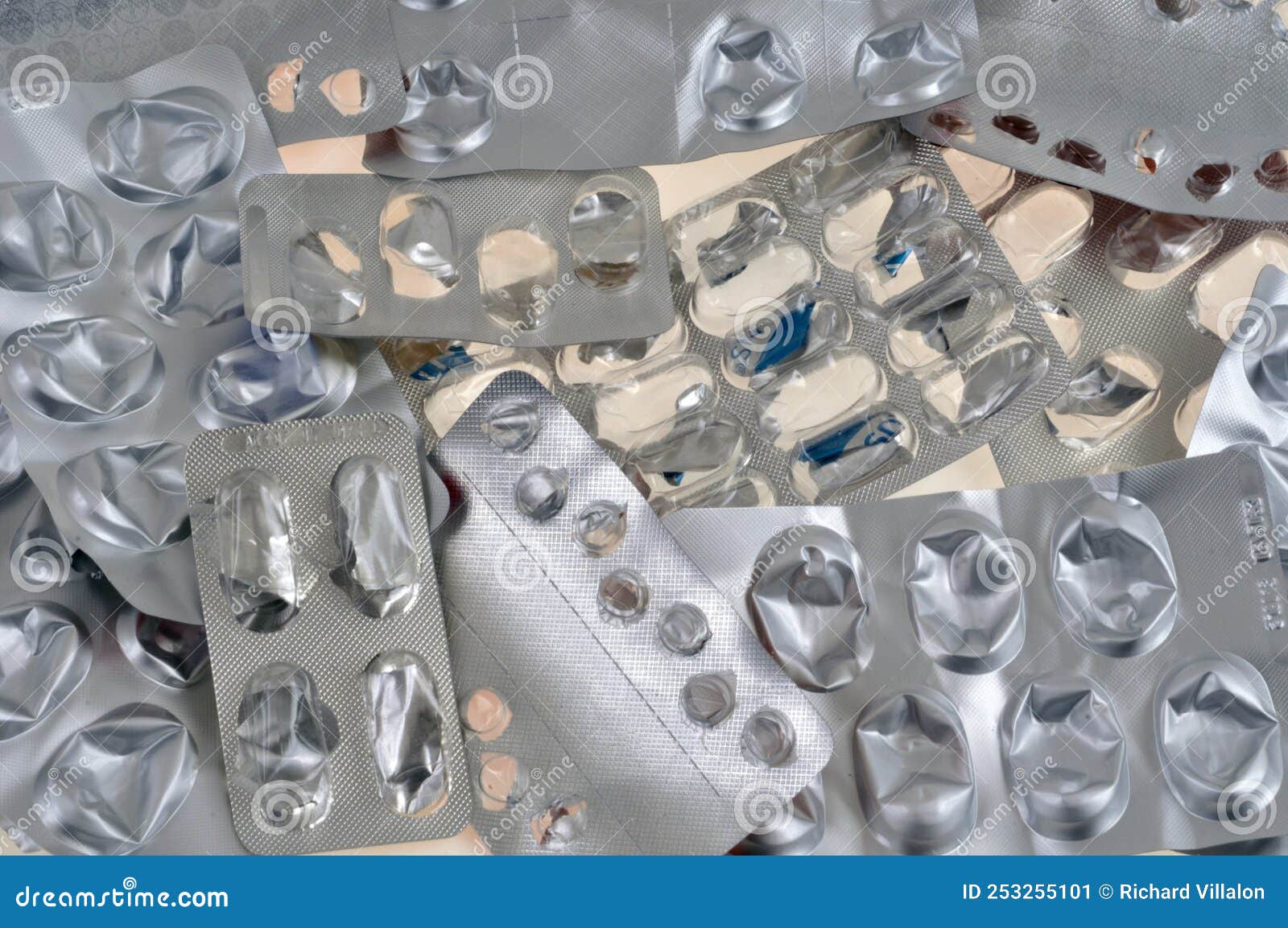 Empty Medication Blister Packs Piled Up Close-up Stock Image - Image of ...