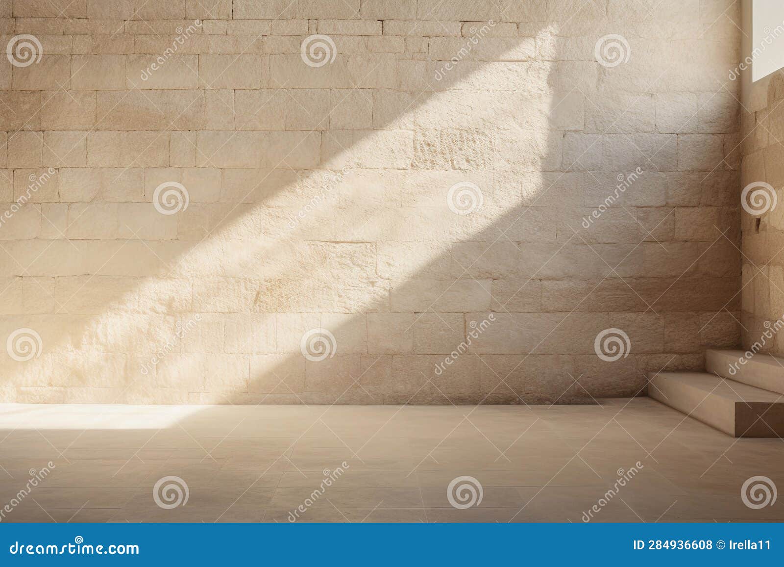 An Empty Medieval Room. a Wall of Light Beige Stone. Beautiful Daytime ...