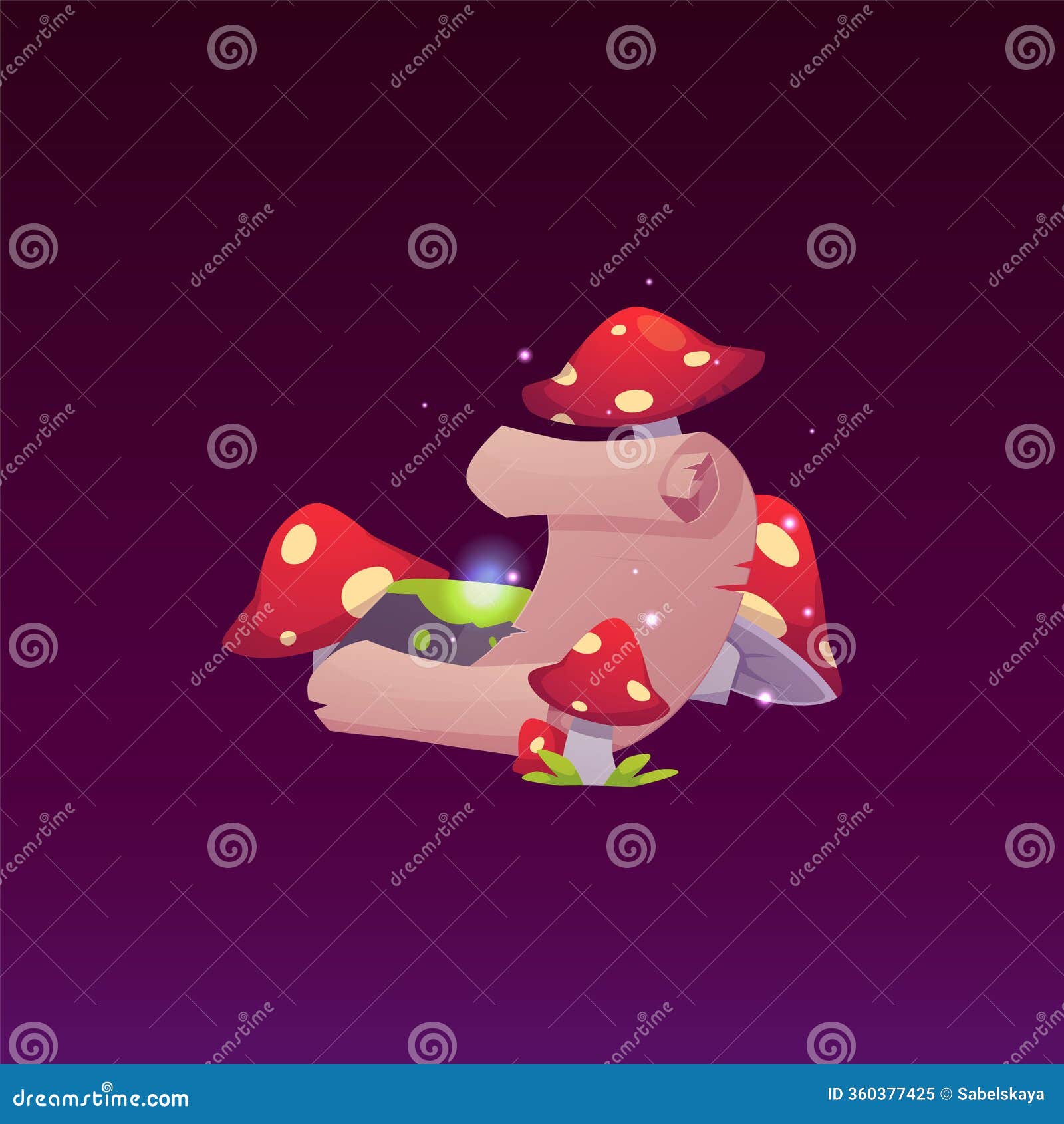 Empty Medieval Scroll with Fly Agarics Around and Magical, Glowing ...