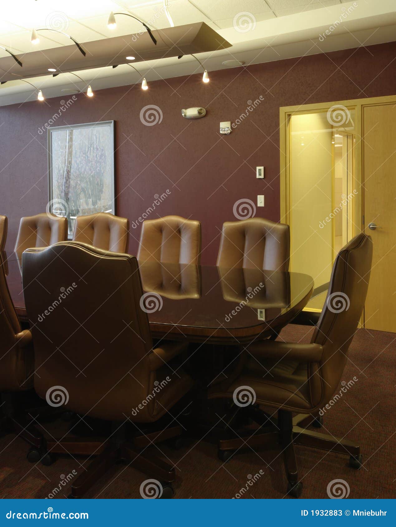 The Empty Meeting Room With Conference Table, Fabric Ergonomic Chairs ...