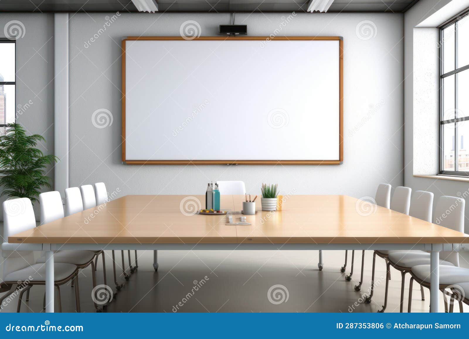 Empty Meeting Room Conference with Chair Table and White Board ...